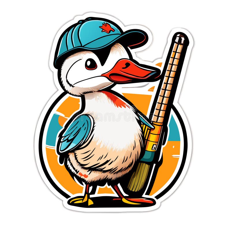 Goose with Baseball Bat Sticker Cute Stock Vector - Illustration of ...