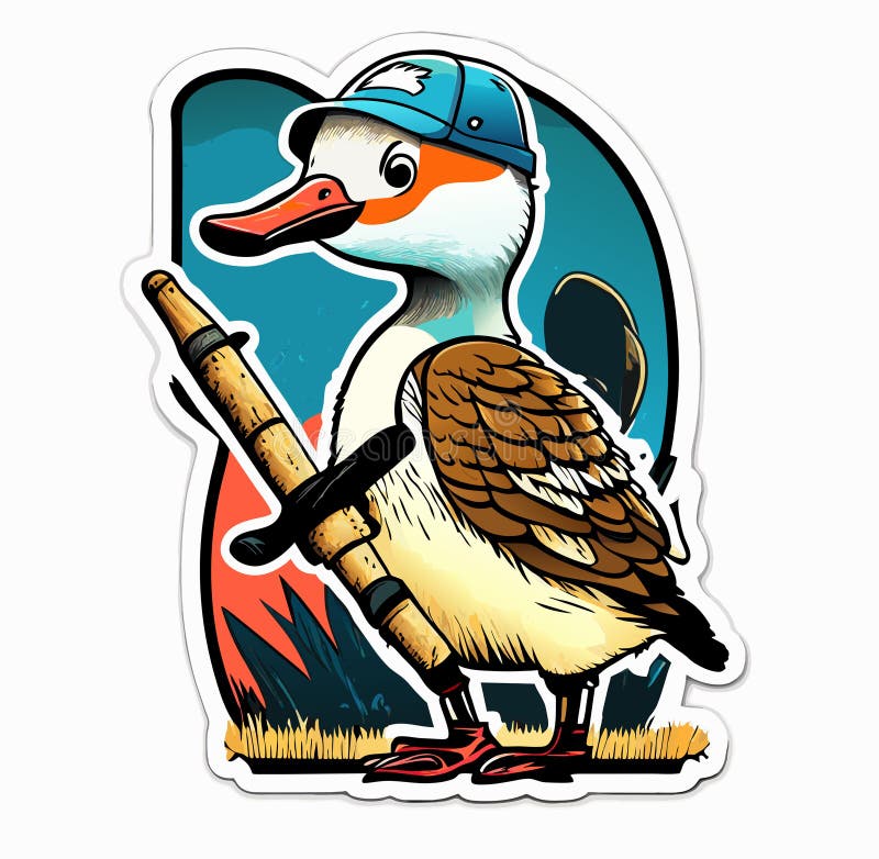 Goose with Baseball Bat Sticker Cute Stock Vector - Illustration of ...