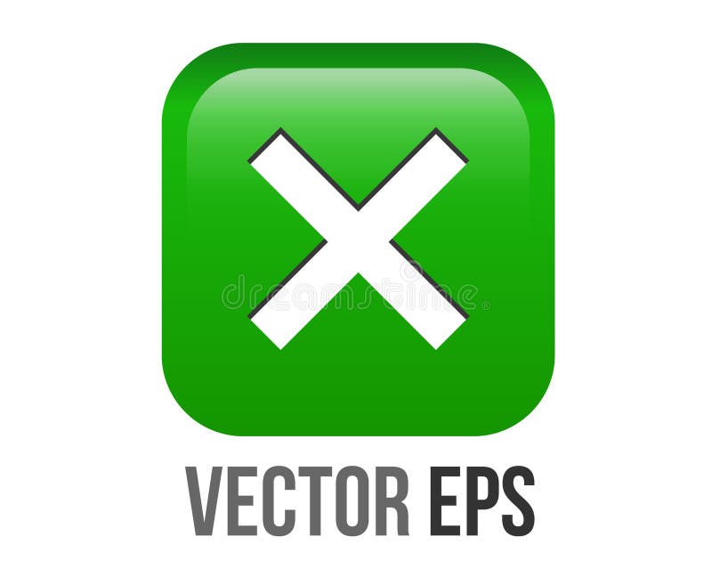 Vector Gradient Bright Green Rounded Square Cross Mark Button Icon ...