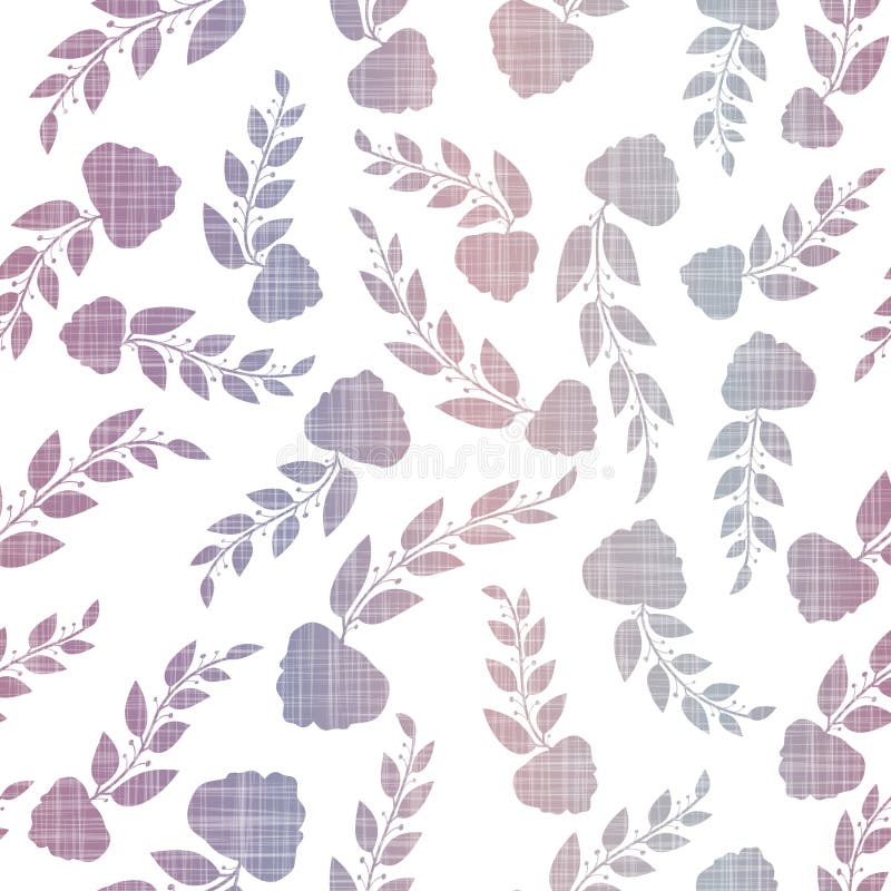 Vector Gradient Floral Branches Silhouette Seamless Pattern Background ...
