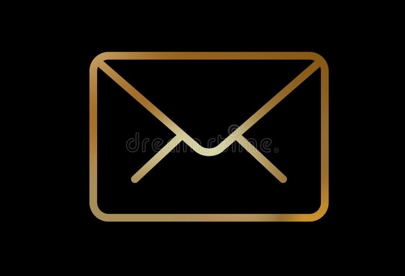Vector Gradient Gold Interface Email Envelope Line Icon Symbol Stock ...