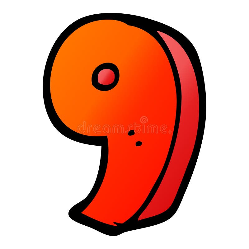 Vector Gradient Illustration Cartoon Number Nine Picture. Image: 256834843