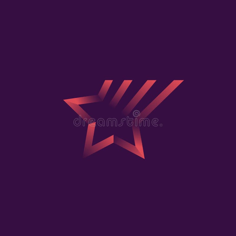 Vector Gradient Logo of Shooting Star. Ribbons with Shadows, Outline ...