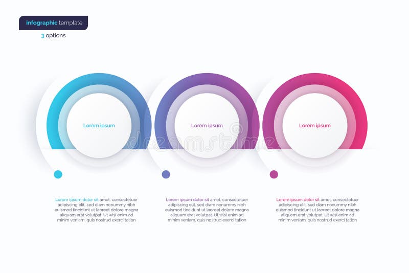Vector Gradient Minimalistic Infographic Template Composed of 3 Circles ...