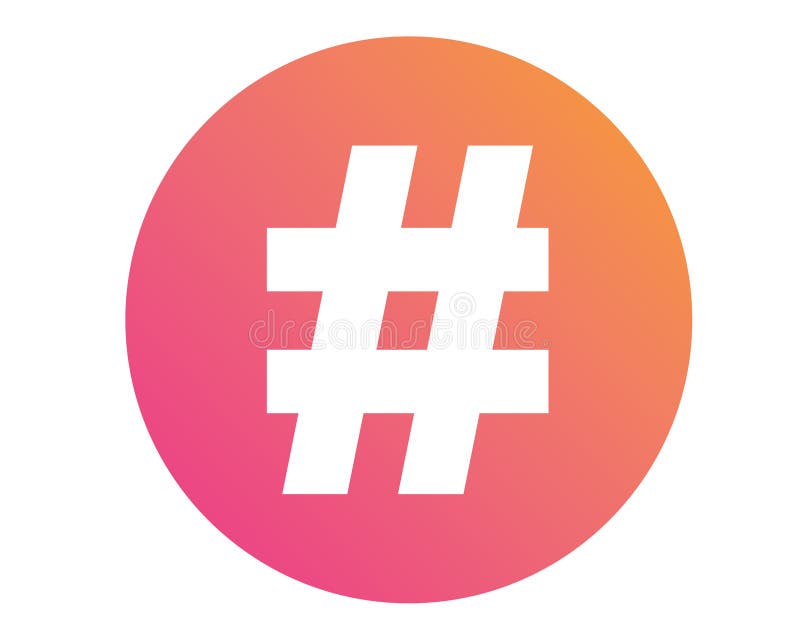 Vector Gradient Pink To Orange Hashtag Symbol Icon Stock Vector ...