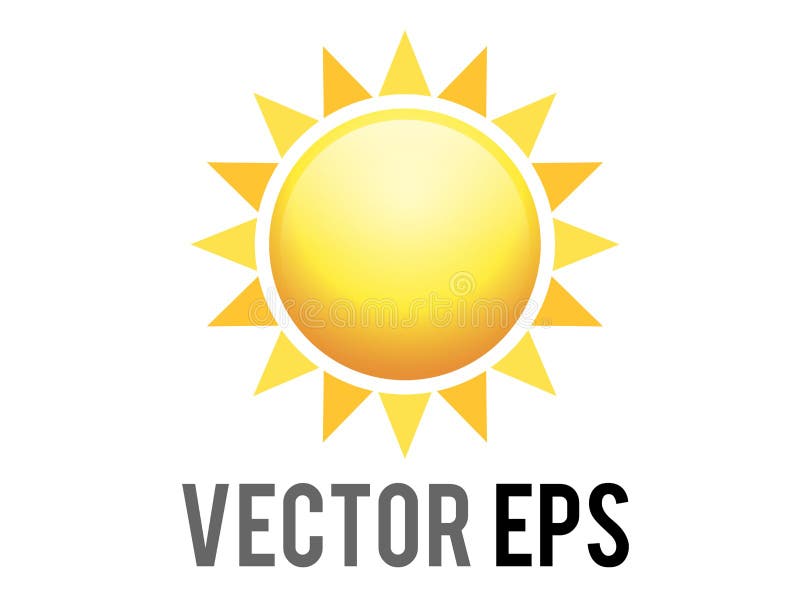Vector Gradient Shinny Orange Sun or Hot Weather Icon with Eight ...