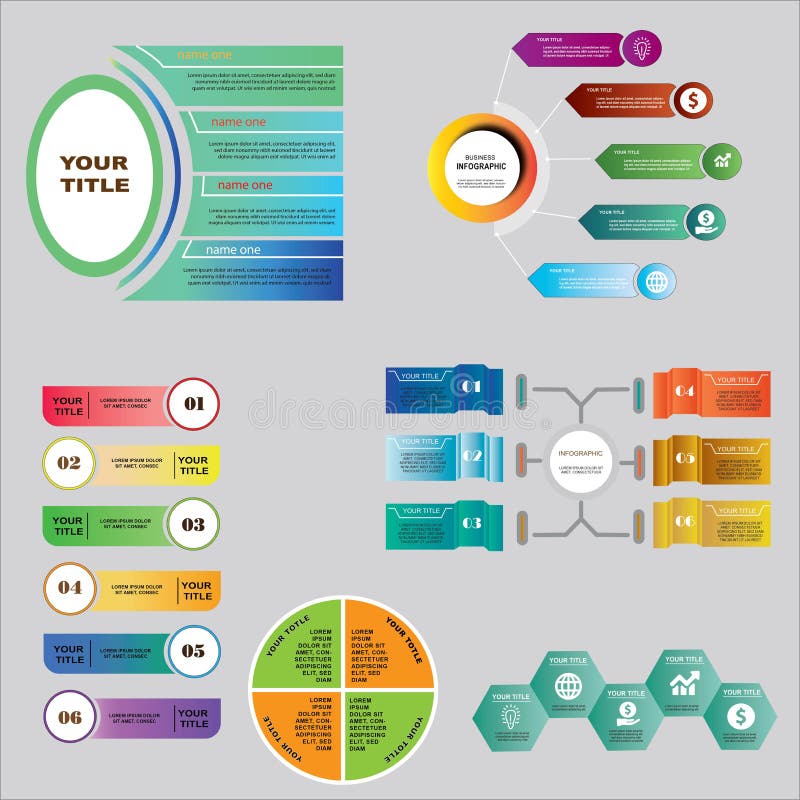 Vector Gradients Infographic Set Stock Vector - Illustration of smooth ...