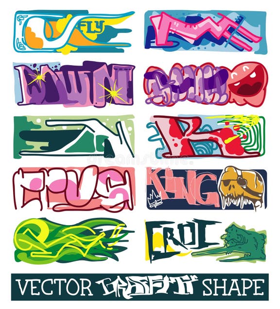 Vector Graffiti Shape and Element with Vibrant Color Stock Vector ...