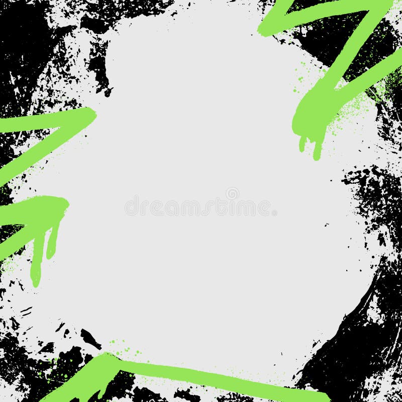 Graffiti Spray Element on Grunge Frame Set with Brush Strokes and ...