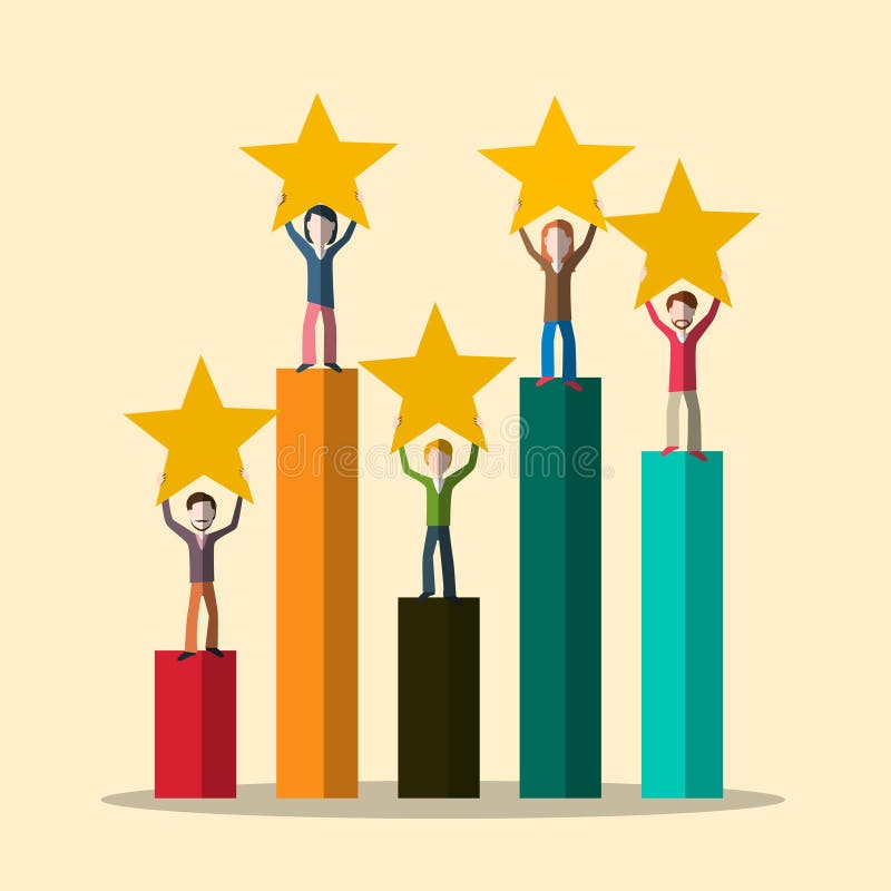 Vector Graph with People and Stars Rating Stock Vector - Illustration ...