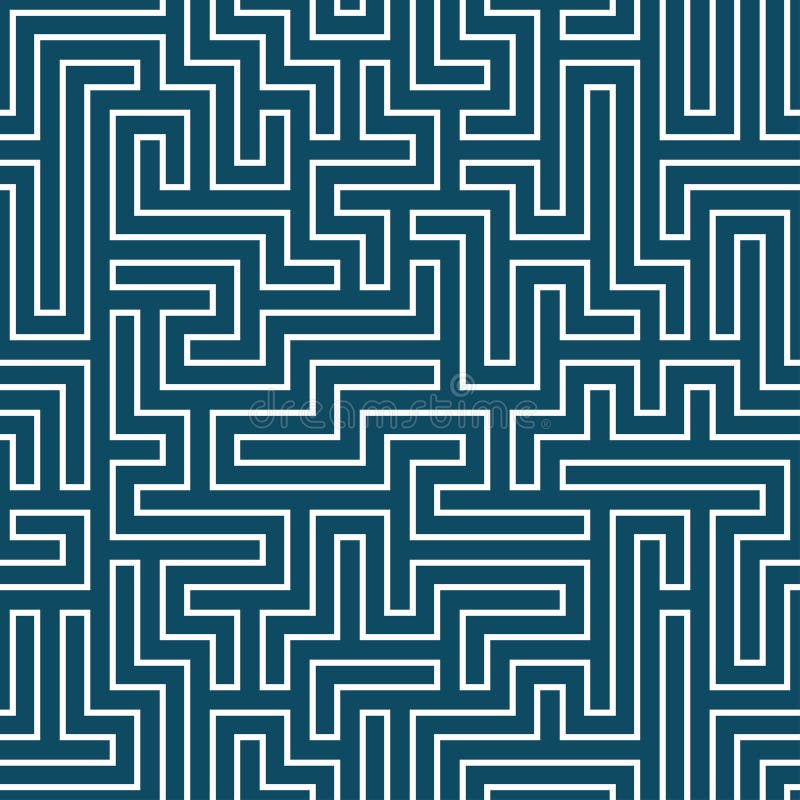 Vector Graphic Abstract Geometry Maze Pattern. Blue Seamless Geometric ...