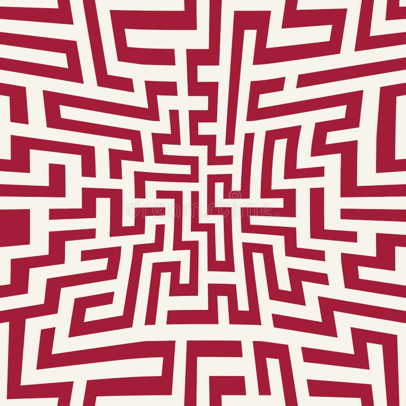 Vector Graphic Abstract Geometry Maze Pattern. Red Seamless Geometric ...
