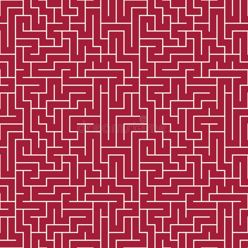 Vector Graphic Abstract Geometry Maze Pattern. Red Seamless Geometric ...