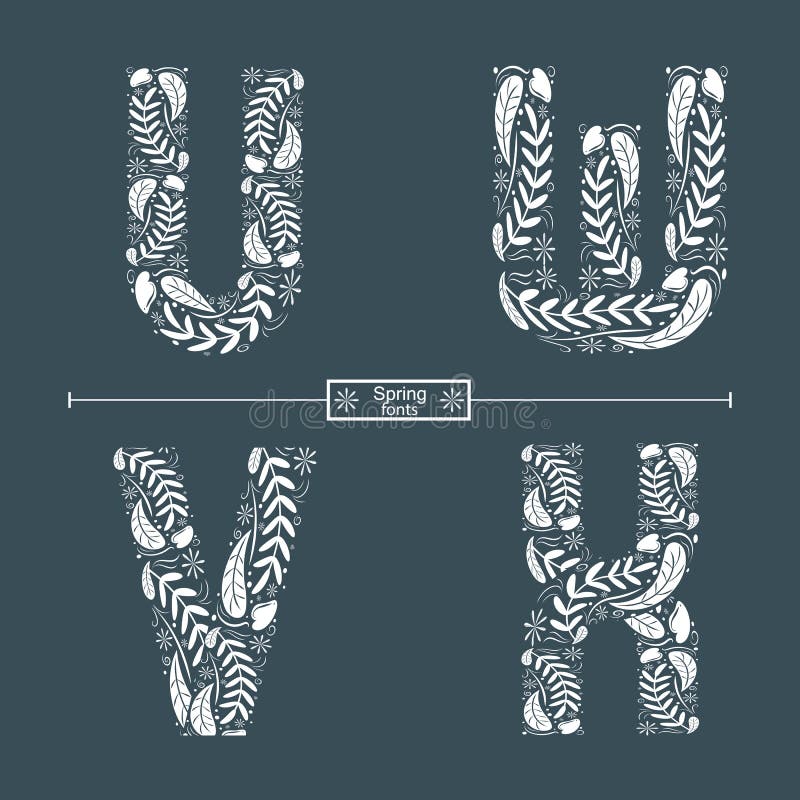 Floral Alphabet Uvwx Stock Illustrations – 6 Floral Alphabet Uvwx Stock ...