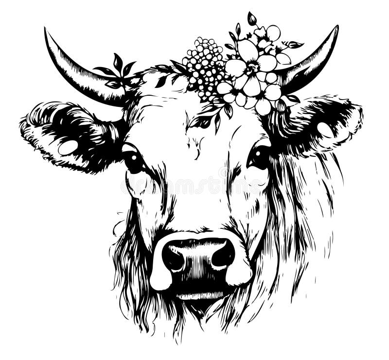 Vector Graphic, Artistic, Stylized Image of Cow Head. Stock ...