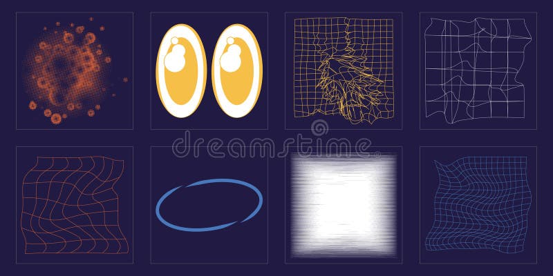 Vector Graphic Assets Set. Retro Futuristic Graphic Ornaments. Modern ...