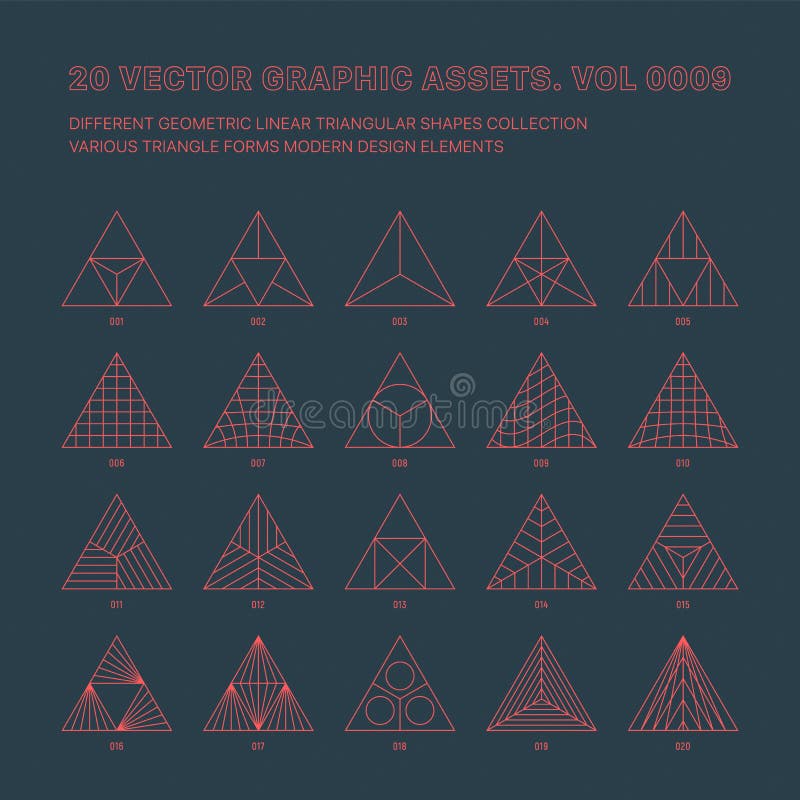 Vector Graphic Assets Various Outline Geometric Triangle Set Isolated ...