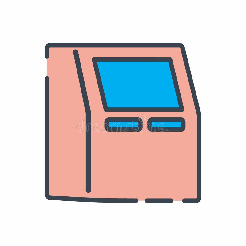 Vector Graphic of ATM Machine - Line Cut Style - Simple Illustration ...