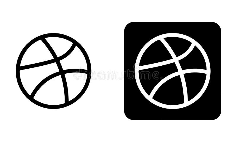 Simple Black and White Basketball Icon Stock Vector - Illustration of ...