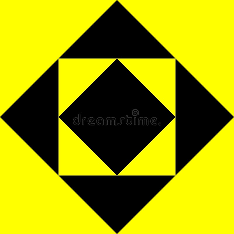 Vector Graphic of Black and Yellow Squares Offset by Forty Five Degrees ...