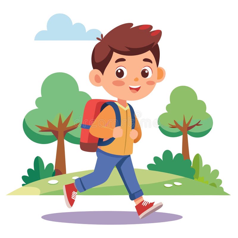 Vector of a Boy Wearing Backpack, Walking and Go To School.ai Image ...