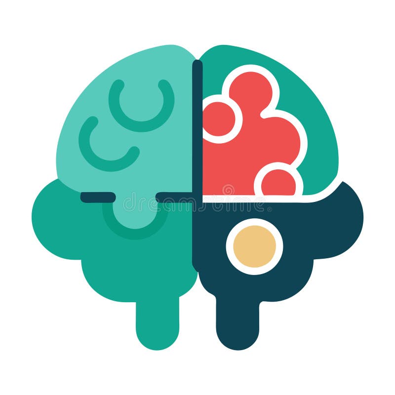 Flat Design Brain Illustration Representing Mental Health and ...