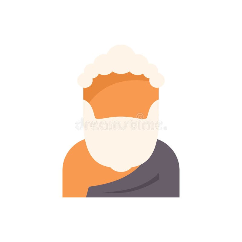 Ancient Greek Philosopher Wearing Tunic with White Beard Flat Icon ...