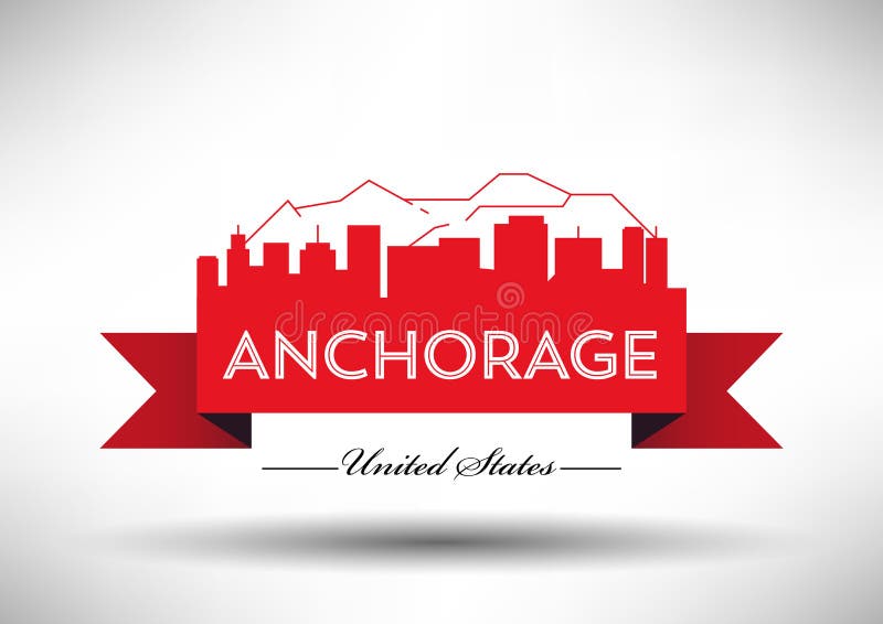 Vector Graphic Design of Anchorage City Skyline Stock Illustration ...