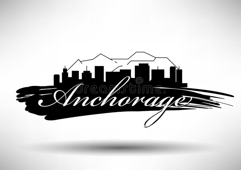 Anchorage City Design Typography with Red Heart Icon Logo Stock Vector ...