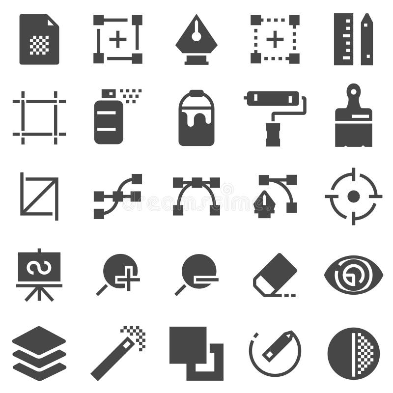 Graphic Design, Software and More, Thin Line Icons Set Stock ...