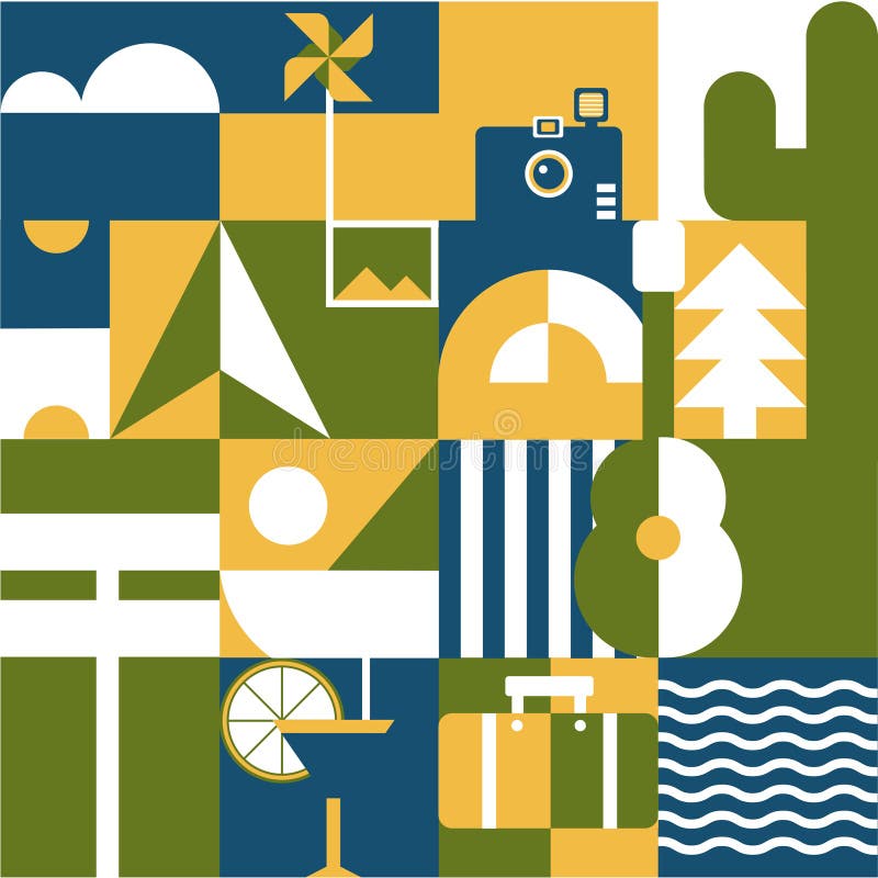 Vector Graphic Design of Geometric Traveling Elements Stock ...