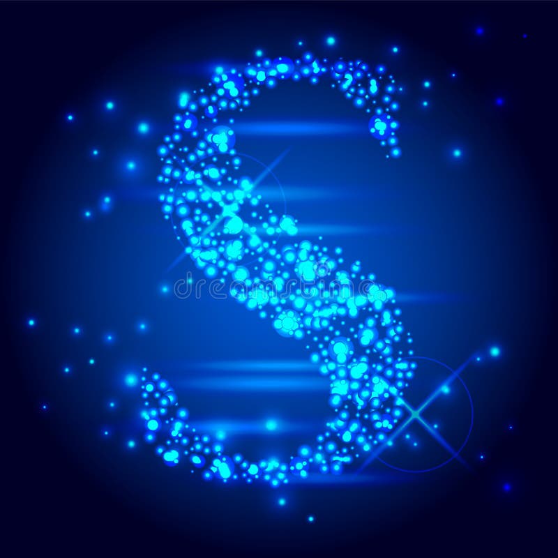 Vector Graphic Elegant Sliced Alphabet Symbol. Letter S of a Starry Sky ...