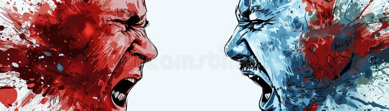 Vector Graphic Emphasizing Angry Facial Details Whispering about ...