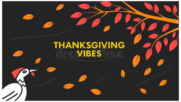 Thanksgiving Vibes with Falling Leaves and Turkey Vector Graphic for ...