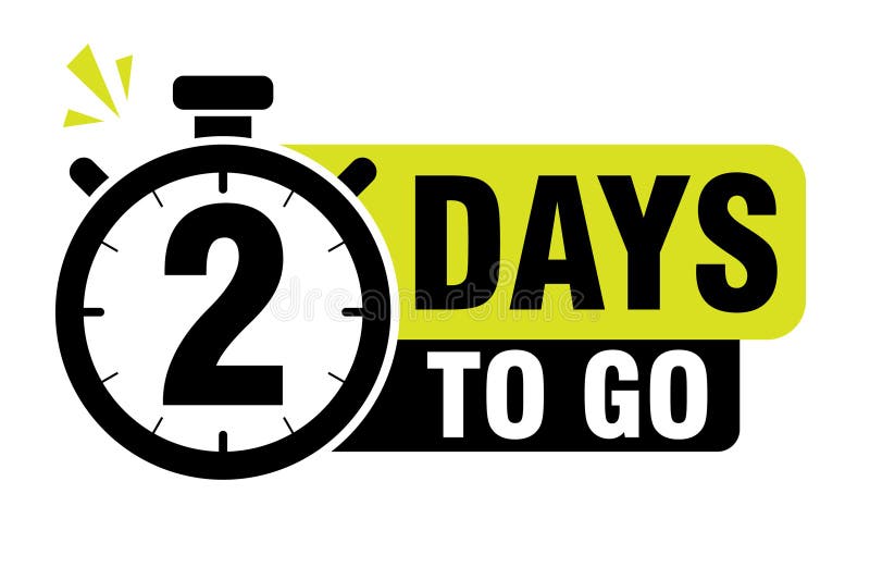 Two Day To Go Icon in Flat Style. Promo Label with Alarm Clock Vector ...