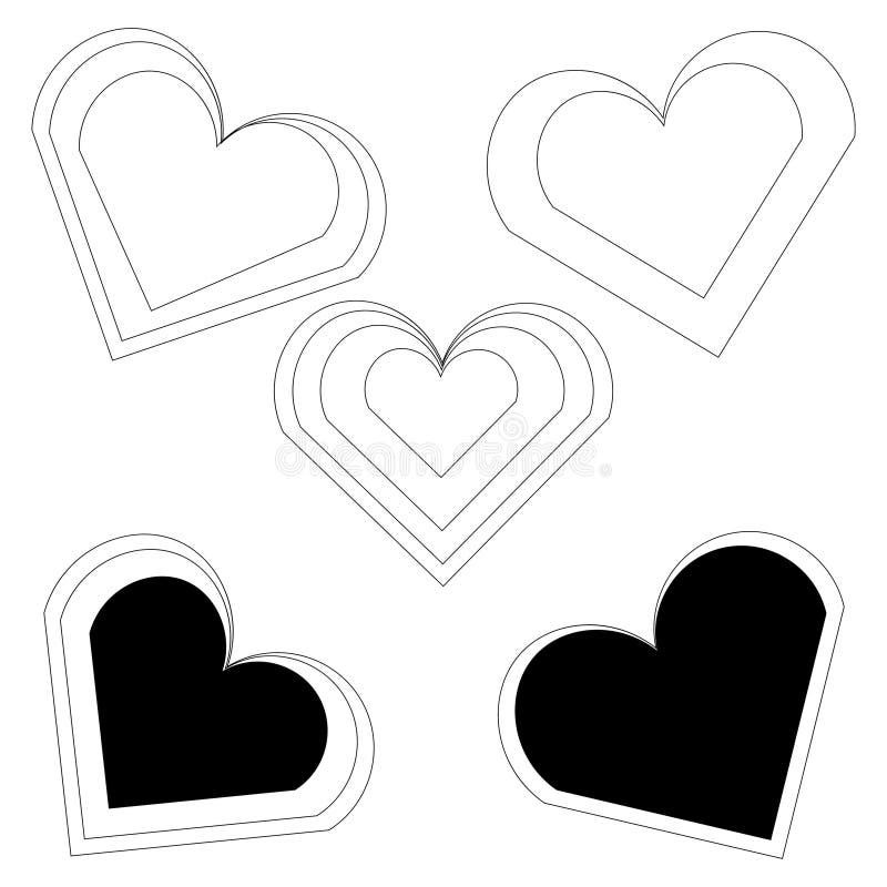 Heart and Love Graphic Vector Design Featuring Five Stylized Heart ...