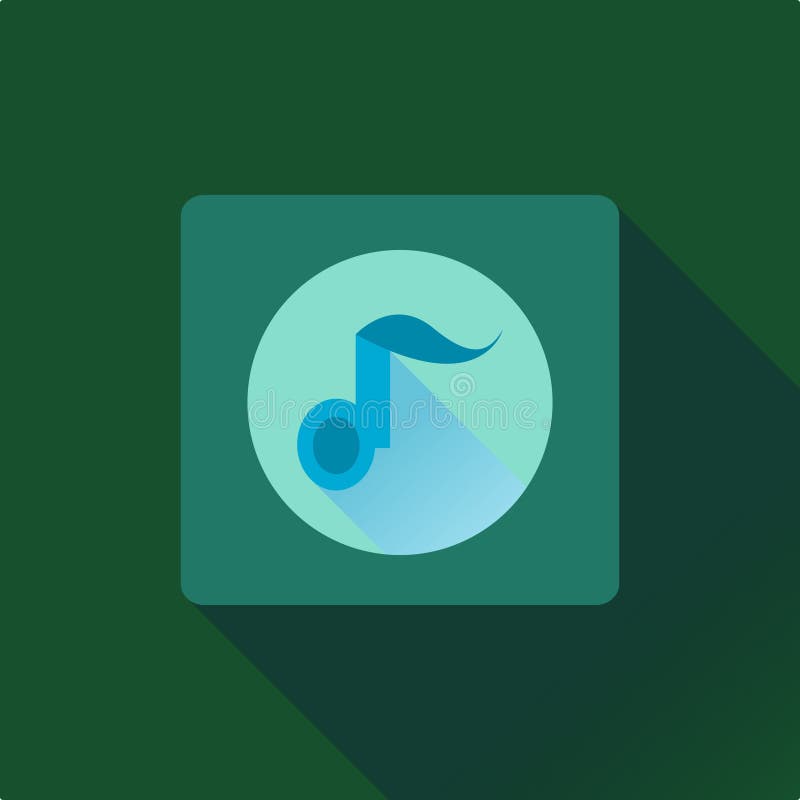 Vector Flat Design Music Icon with Green Background Stock Vector ...