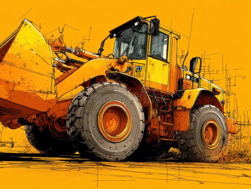 A Vector Graphic of a Front-end Loader in Action Stock Image - Image of ...