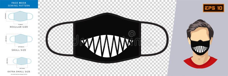 Vector Graphic of Funny Masks in Mask Design. Face Mask Sewing Pattern ...
