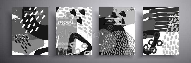 Set of Monochrome Covers for Book, Magazine, Booklet, Brochure, Catalog ...