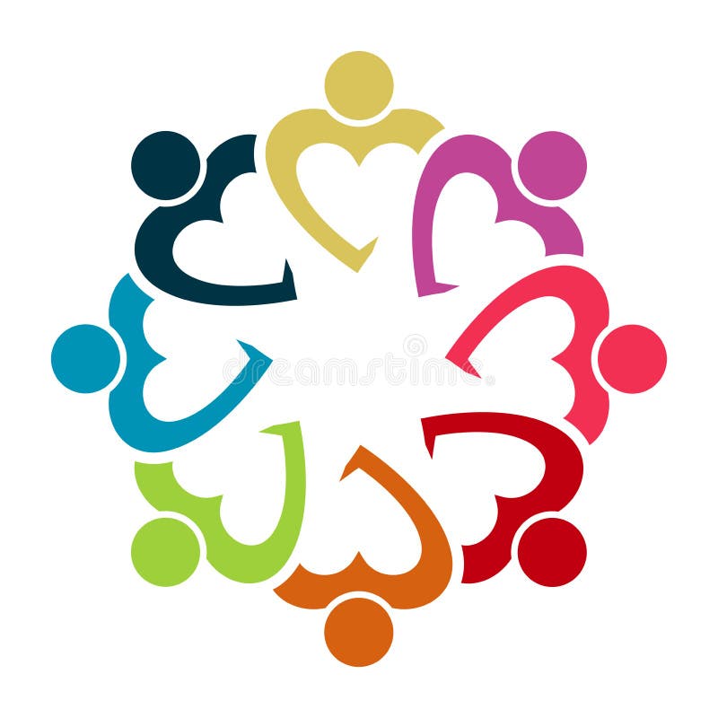 Group of Eight People Logo in a Circle.Persons Teamwork Holding Point ...