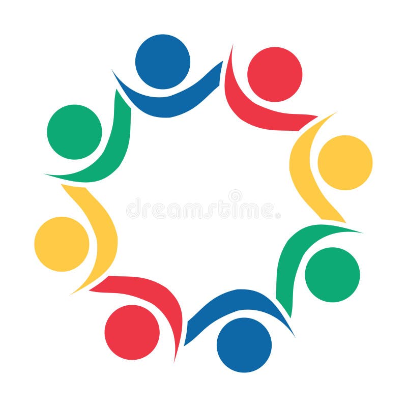 Vector Graphic Group Connection Logo.Eight People in the Circle Stock ...