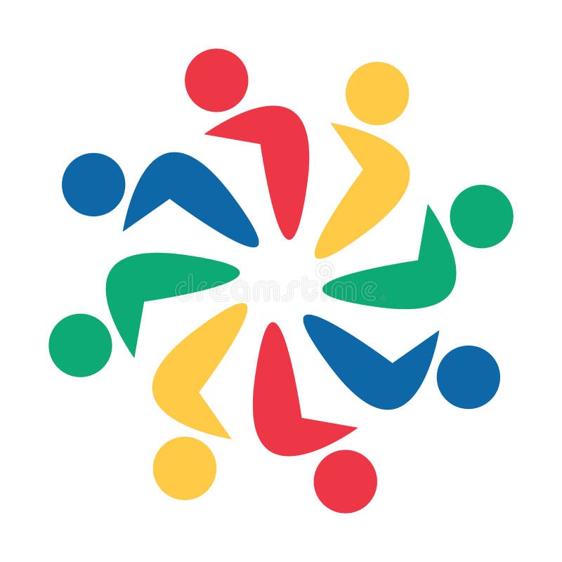 Vector Graphic Group Connection Logo.Eight People in the Circle Stock ...