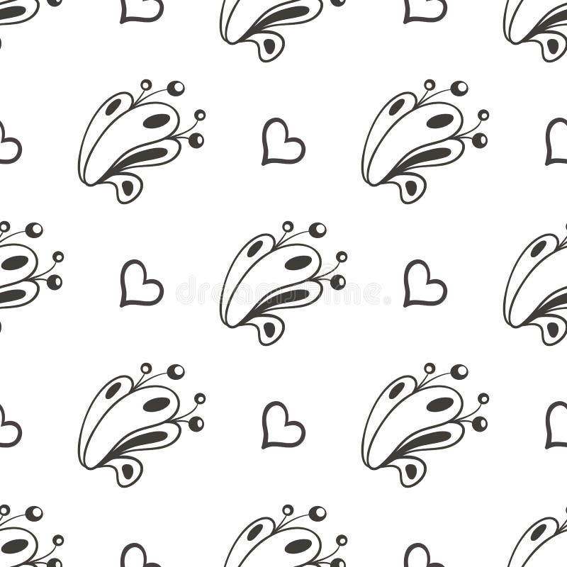 Vector Graphic Seamless Pattern with Patterns and Hearts Stock Illustration - Illustration of ...