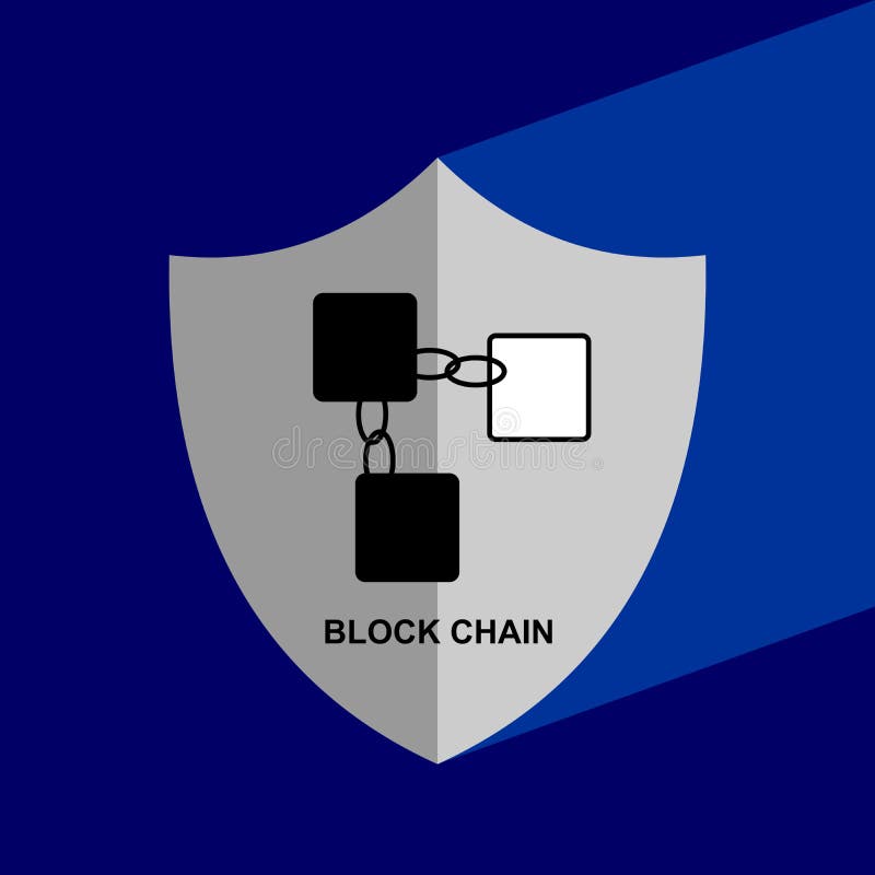 Shield Icon with Long Shadow - Block Chain. Stock Vector - Illustration ...