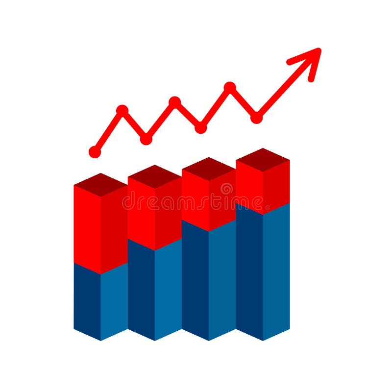 Vector Growth Graph Icon with Arrow Move Up. Stock Vector ...