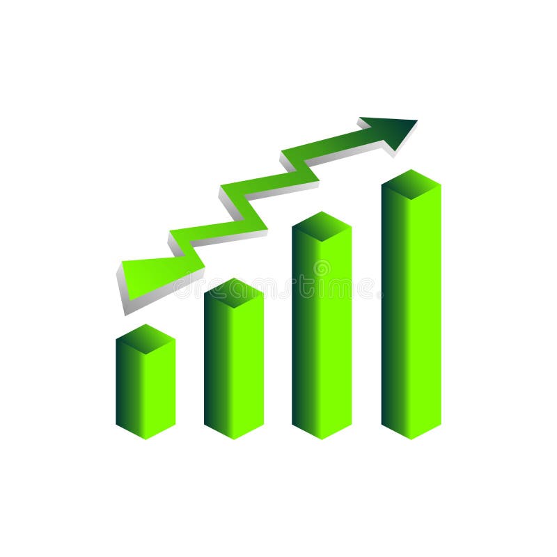 Green Arrow with Shadow. Icon of Growth Up Statistics. Stock Vector ...