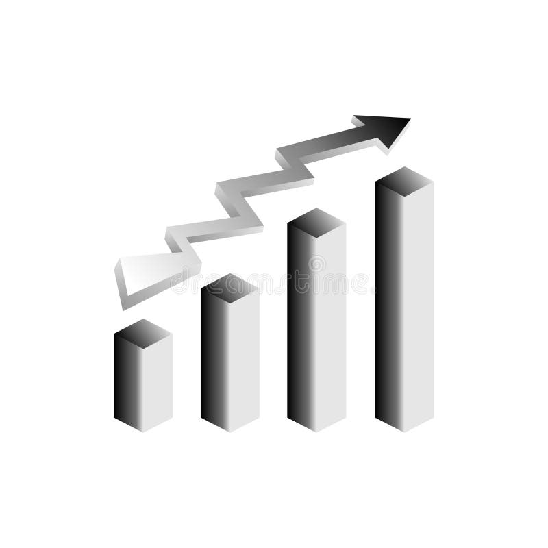 Grey Arrow with Shadow. Icon of Growth Up Statistics. Stock Vector ...