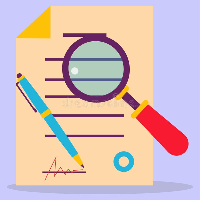 Vector Graphic Illustration of a Document and a Search Loop. Stock ...