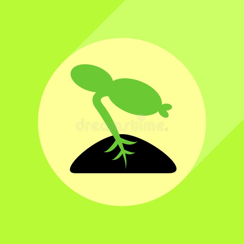 Growing Sprout Flat Icon with Long Shadow. Stock Vector - Illustration ...